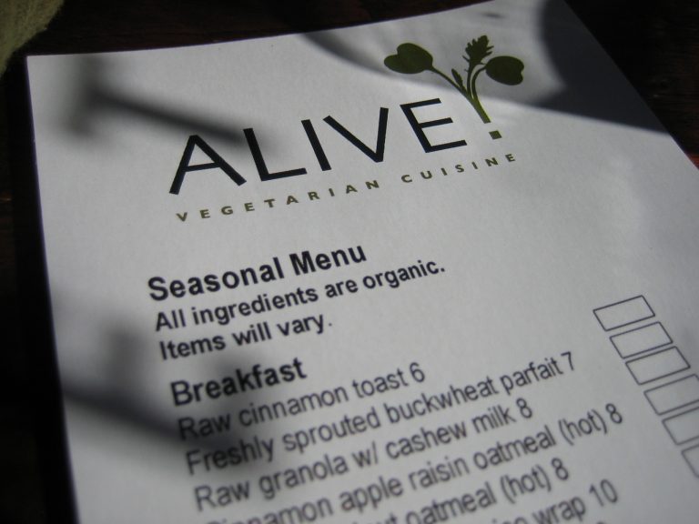 Alive Menu - Photos from Chris Hardie