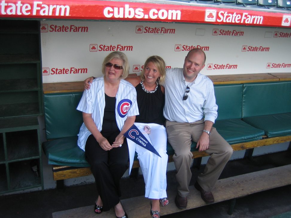 Mom, Erin and Chris in the Cubs dugout - Photos from Chris Hardie