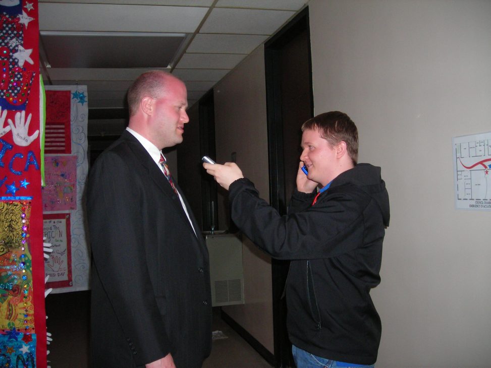 Chris being interviewed by WKBV - Photos from Chris Hardie