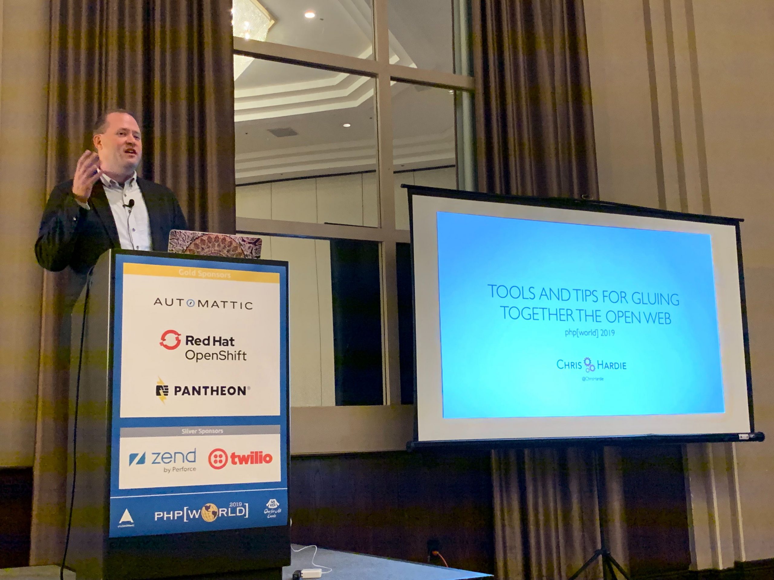 Chris speaking at php[world] 2019 - Photos from Chris Hardie